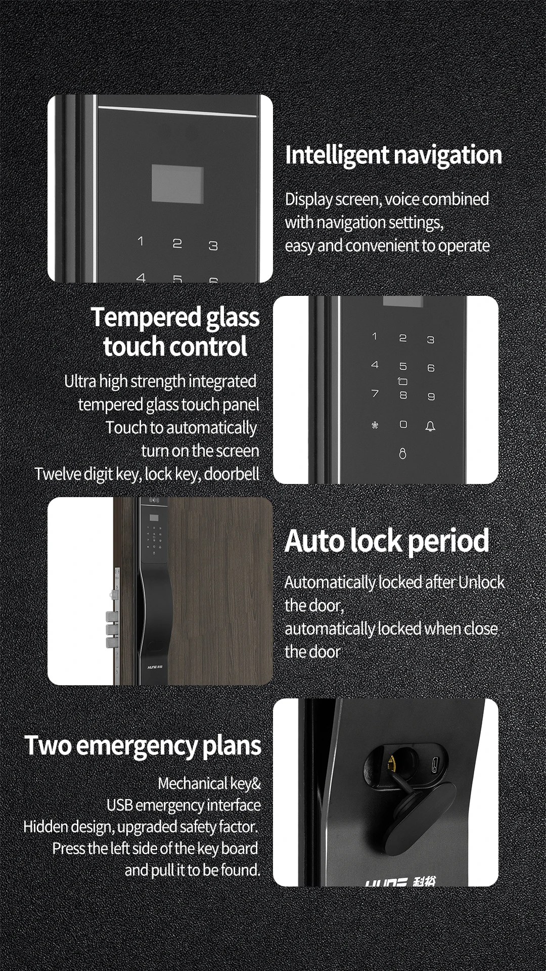 HUNE 3D Face Recognition Door UL Tuya TTlock WiFi Smart Door Lock ...