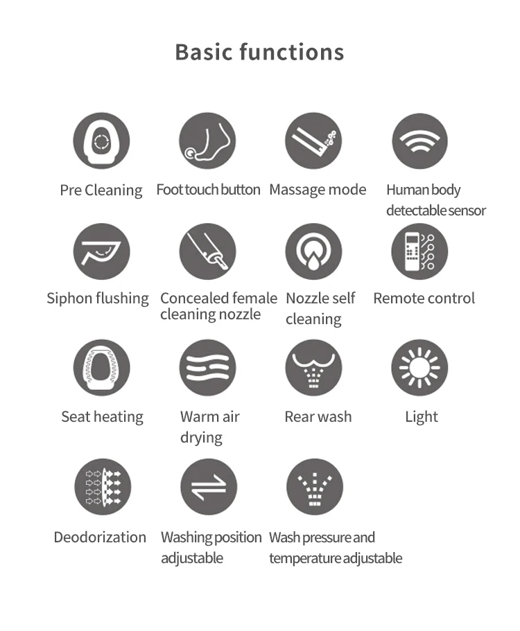 Vivi Bathroom Remote Control Intelligent Heated Smart Toilet Bidet Auto ...