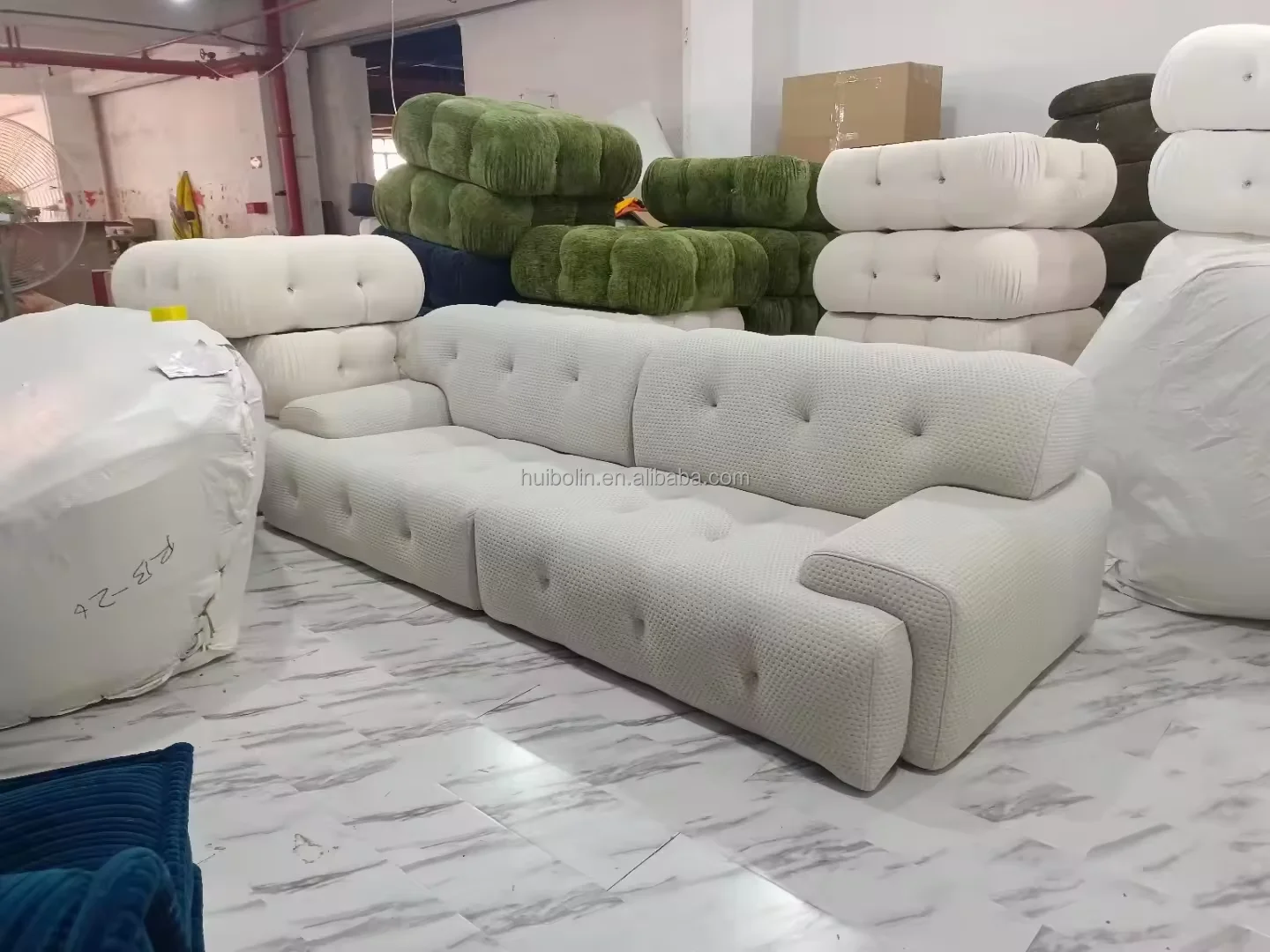 White Rochebobois Sherpa Sofa Simple Design Wide Seat Low Back Blogger ...