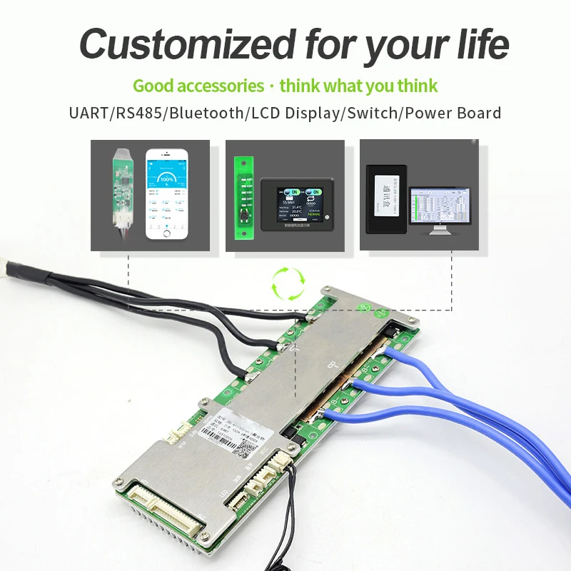 bms 4s 6s 8s 12s 150a Smart Blue Tooth Lifepo4 Lcd Bms