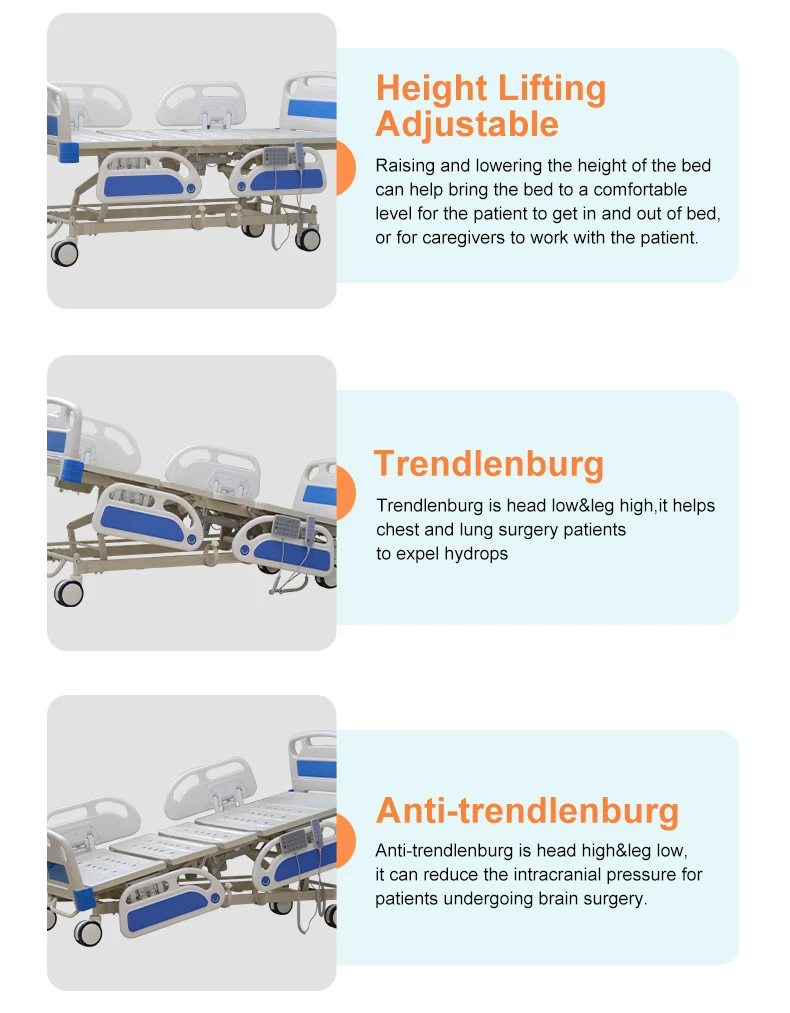 Electric Fivefunction Hospital Beds Medical Icu Cpr Bed Hospital Bed ...