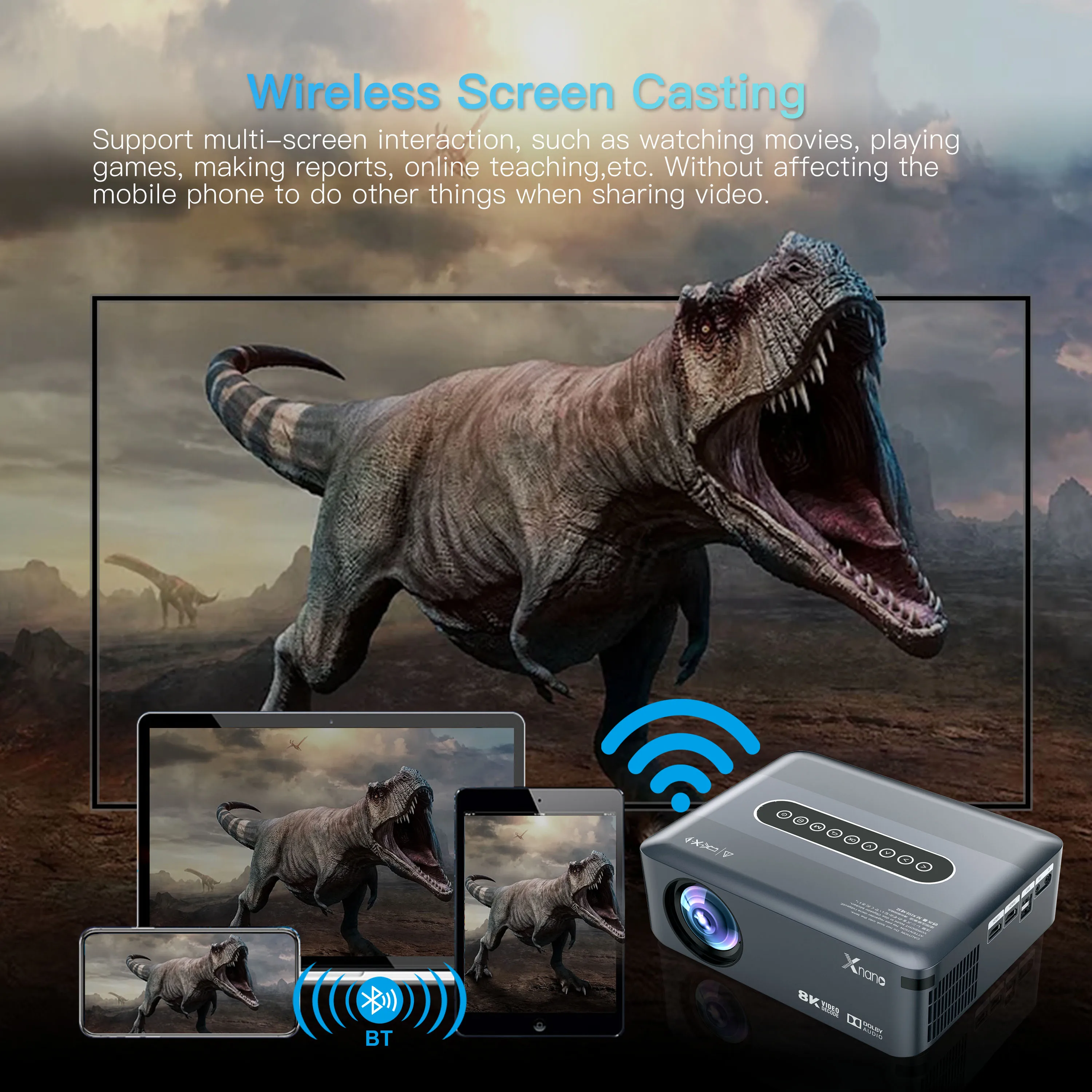Xnano X1 4k Smart Projector Quad Core Android 9 5g Wifi Led 8k Video ...