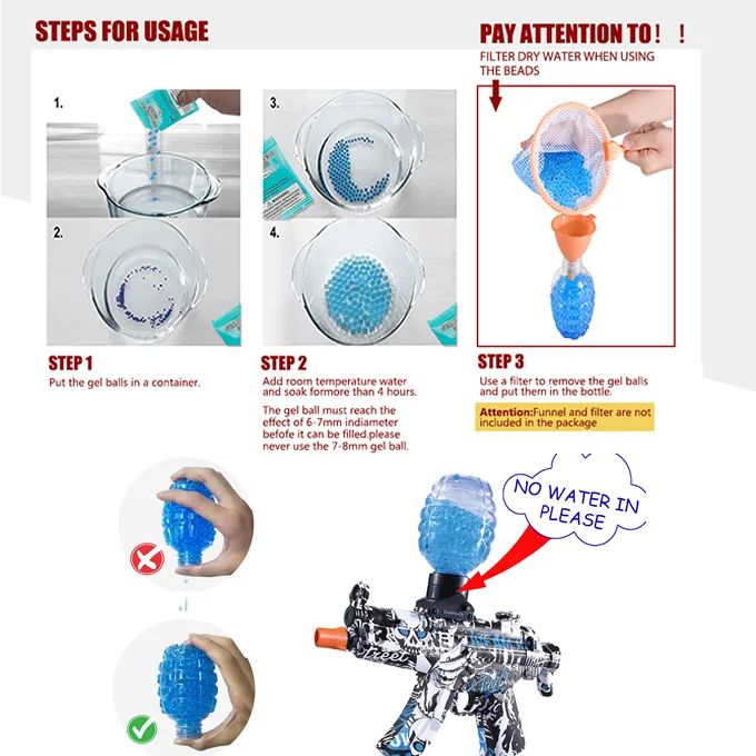 Splat Gun Splatter Ball Gun Gel Blaster Gun Electric Ball Water Bead ...