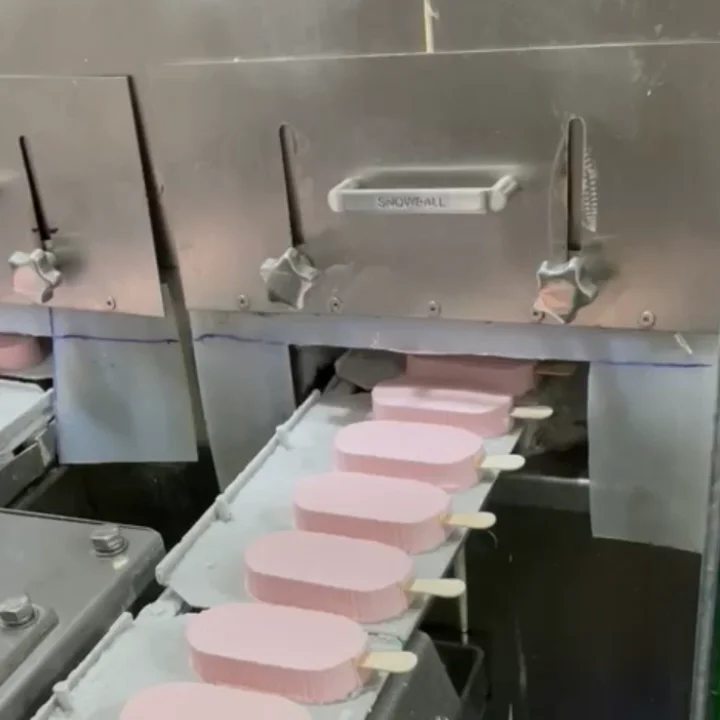 Automatic Chocolate Coating Enrobing Stick Ice Cream Bars Cone Bites ...
