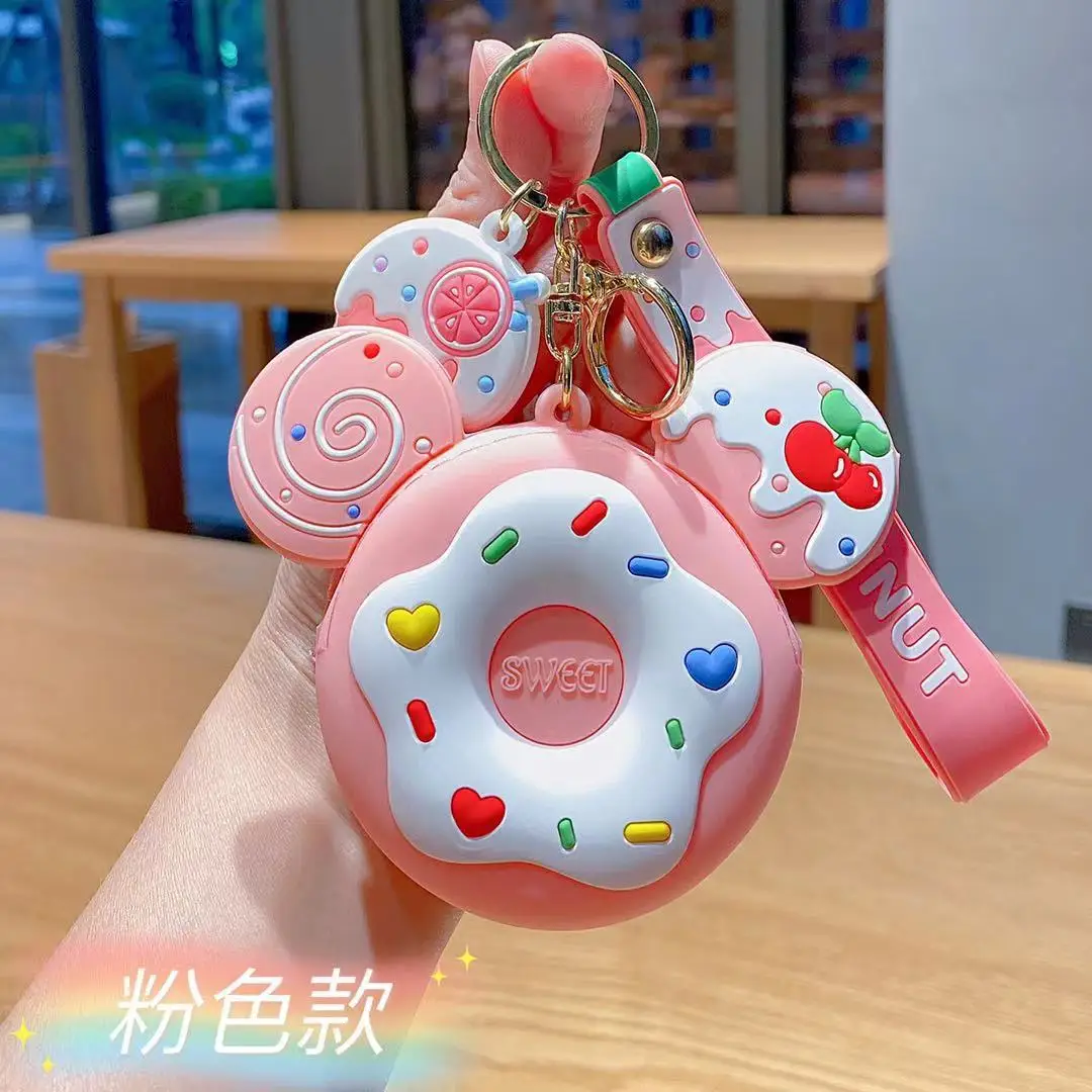 Cute Cartoon Silicone Doughnut Backpack Pendant Coin Purse