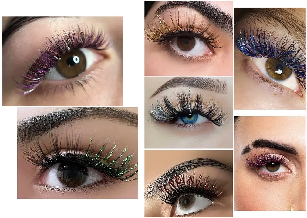 New Fashion Hand Made Glitter Lash Extension Multi Colored Lashes Tray ...