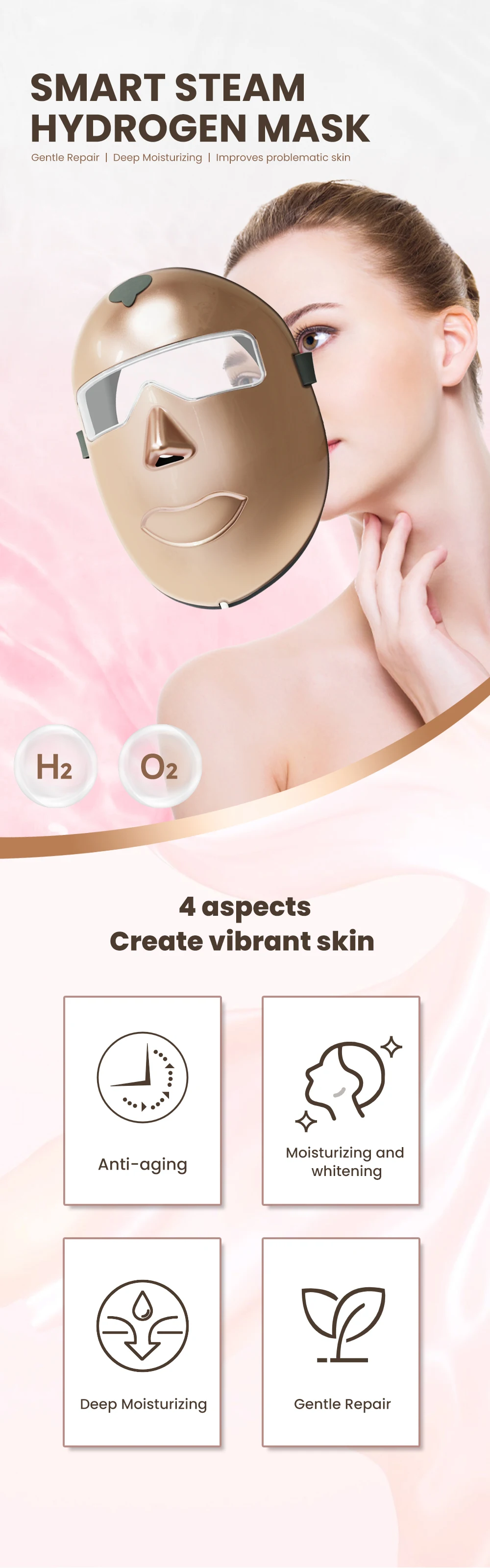 H2 O2 Spa Steamer Mist Spray Hydrogen Oxygen Mask Facial Machine ...