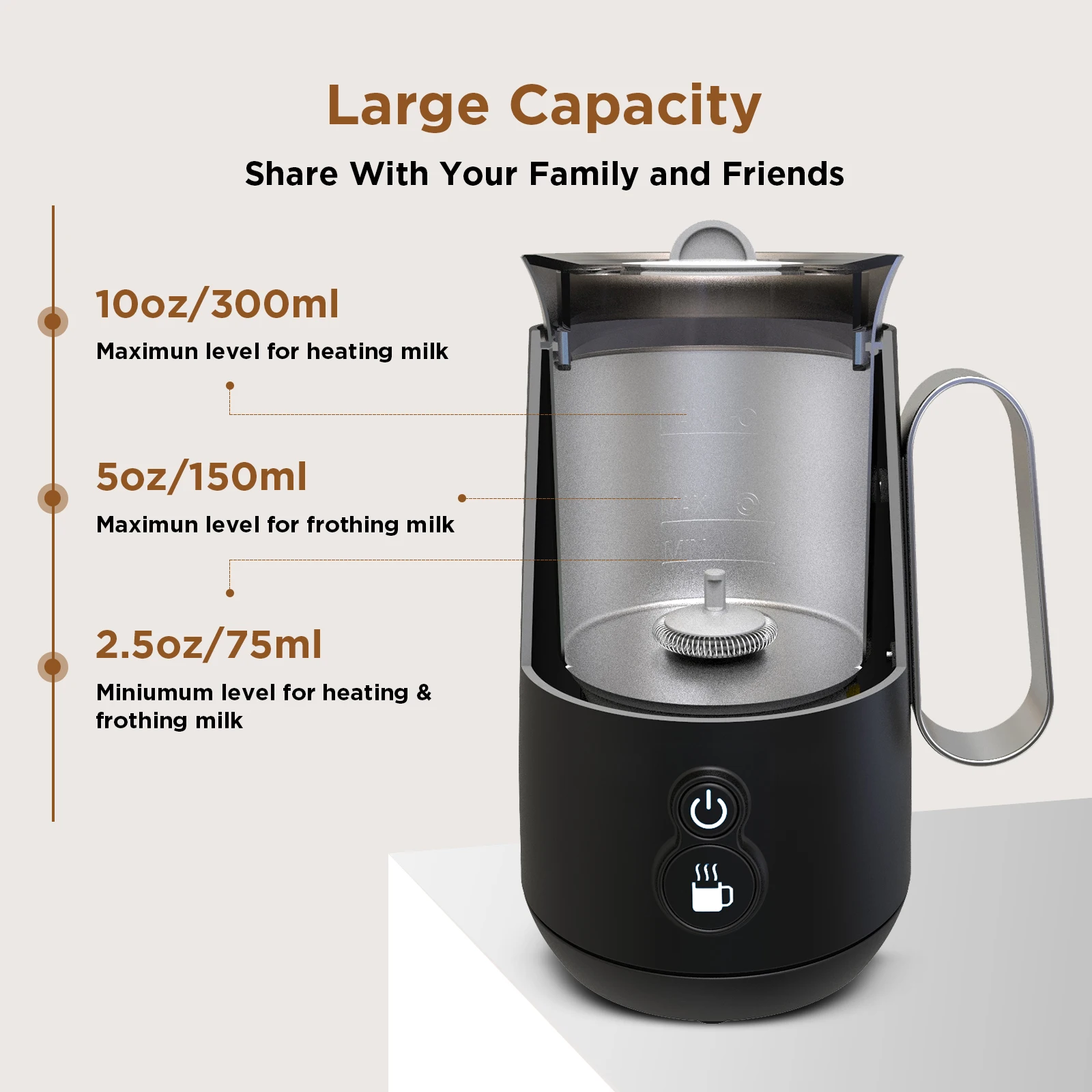 Stainless Steel Coffee Milk Foamer - Automatic & Portable