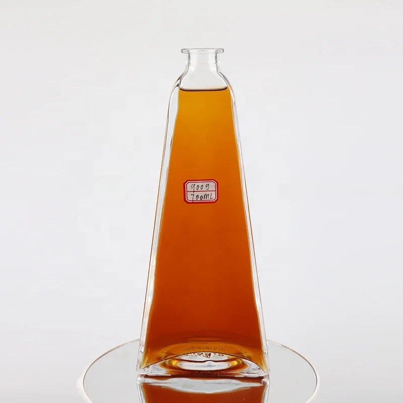 Triangle Shape 700ml Glass Bottle - Clear & Customizable