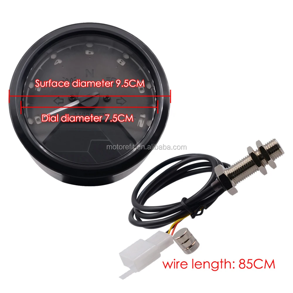 12000RPM Universal Motorcycle Speedometer Night Vision LCD Dial ...
