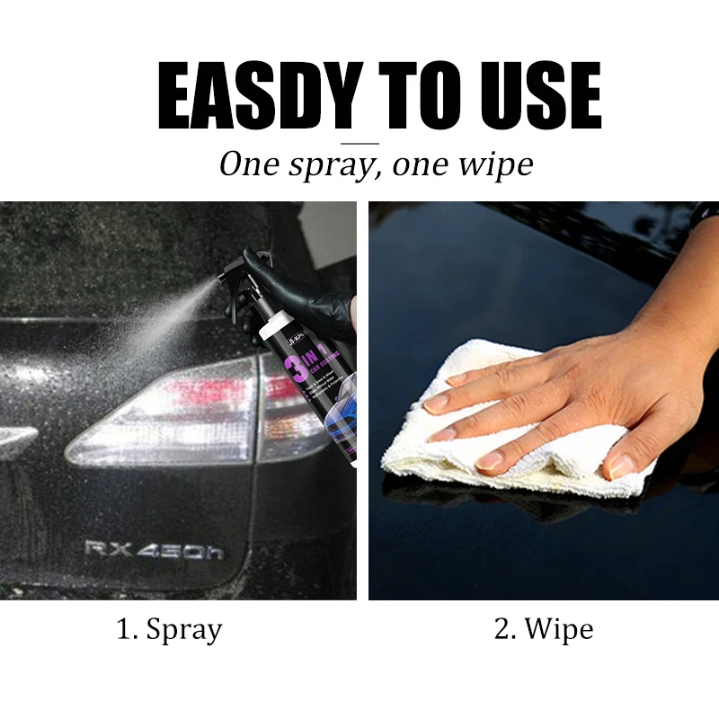 3 In1 Car Quick Coating & Cleaning Spray - Super Hydrophobic