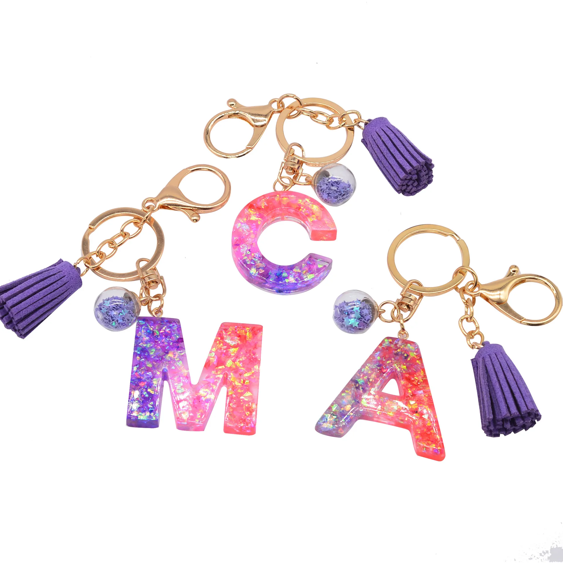 Purple Letter A-z Keychain For Women Purse Handbags Resin Alphabet ...