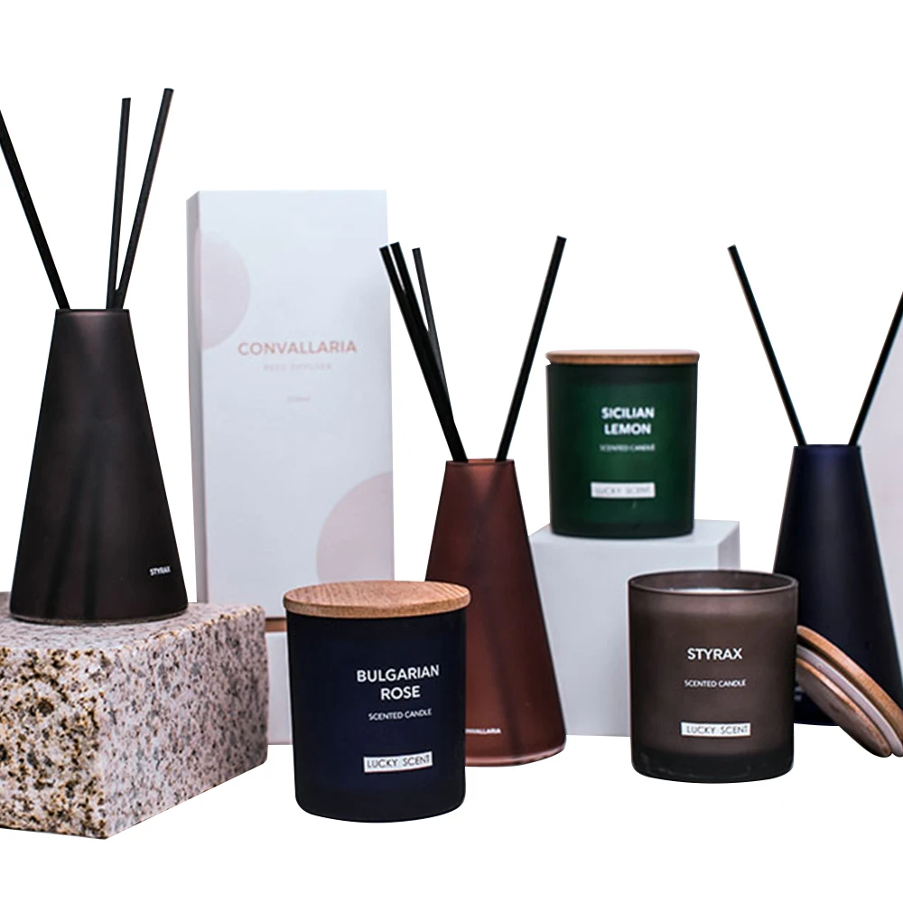 Luxury Gift Set Aroma Liquid Diffuser Perfume Frosted Glass Bottle Reed ...