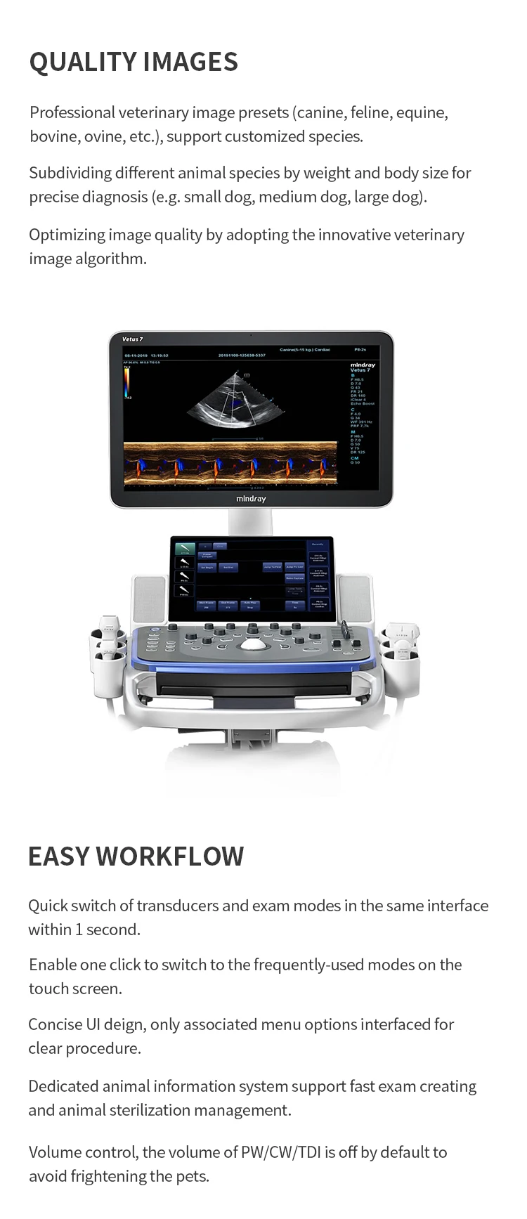 Mindray Vetus 7 Veterinary Diagnostic Ultrasound System - 3D/4D Imaging ...