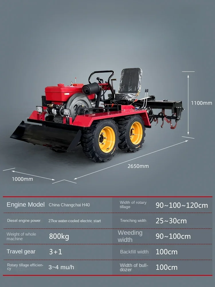 Riding Crawler Rotary Tiller Four-Wheel Multi-Purpose Tiller Greenhouse ...