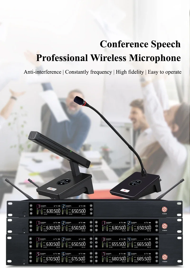Professional 1 To 8 Gooseneck Conference Mic Desk Meeting Wireless ...