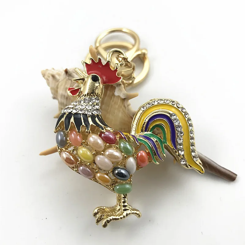 Rooster Sparkling Diamond Rhinestone Bling Bling Keychain