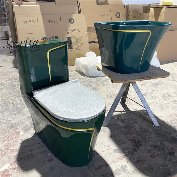 Modern Luxury Green Color Water Closet Ceramic Commode Toilet Bowl ...
