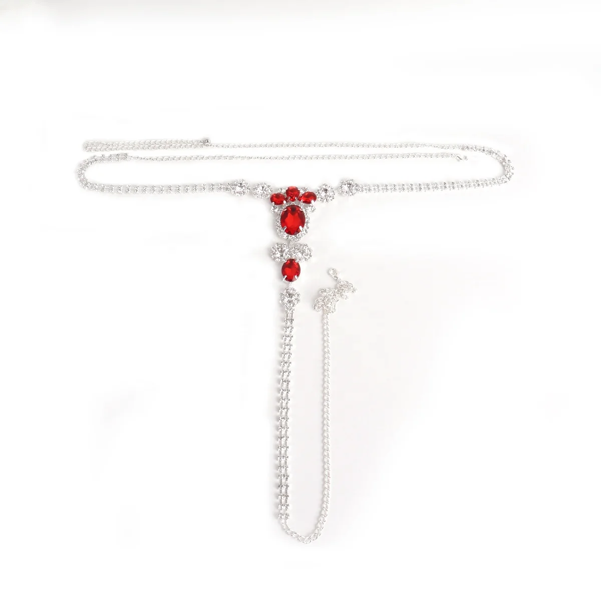 Bling Sexy Red Crystal Rhinestones Panty Thong For Women Silver Bikini ...