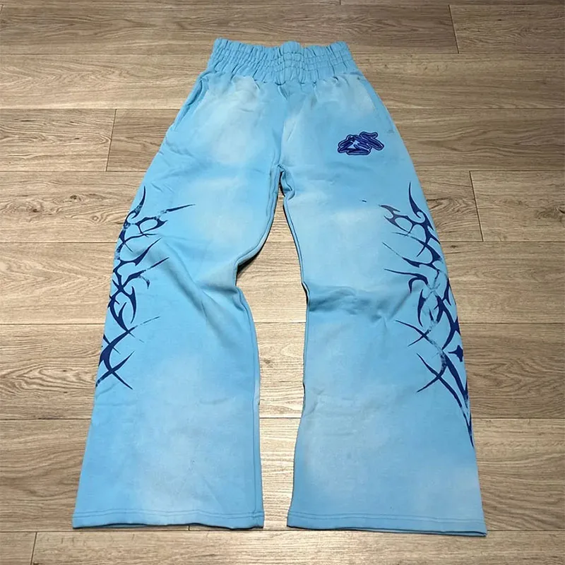 Custom Vintage Acid Wash Sun Faded Flared Sweat Wide Leg High Waist ...