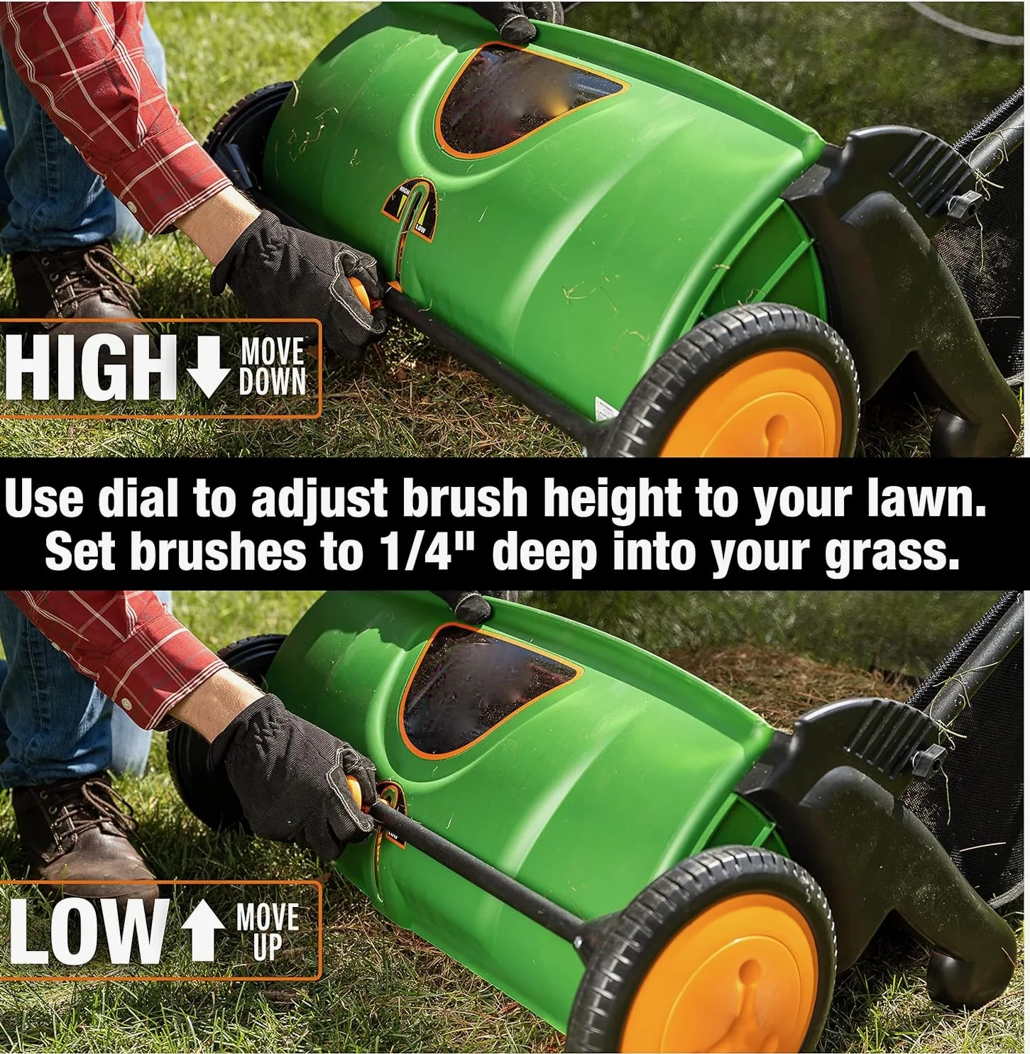 26-Inch Leaf & Grass Push Lawn Sweeper Garden Gardening Manual Yard ...