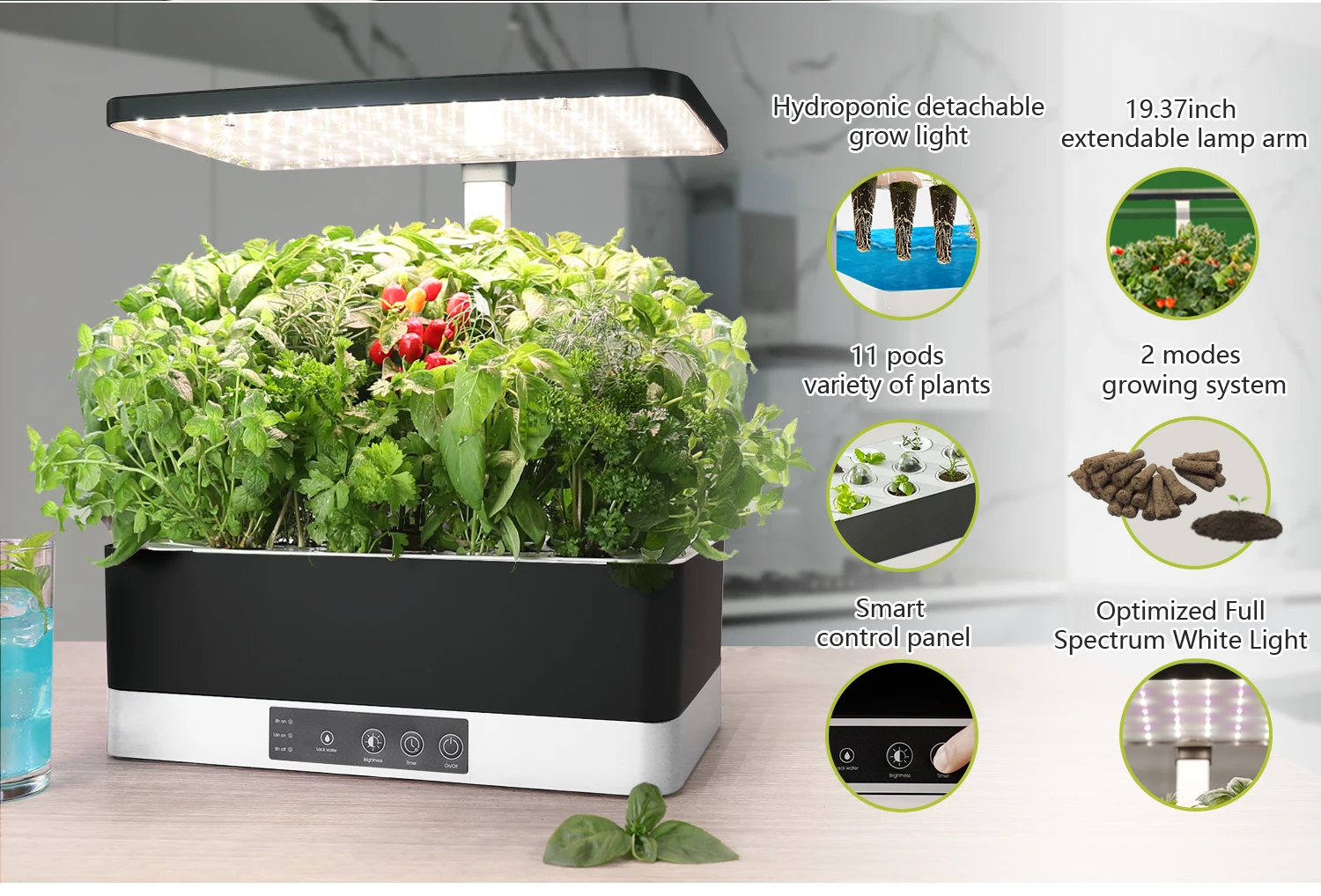 J&c Growing System Diy Smart Herb Garden Indoor Hydroponic Self Grow ...