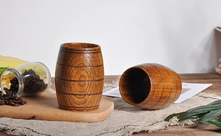 Wooden Barrel Shaped Beer Mug - Eco-Friendly & Durable
