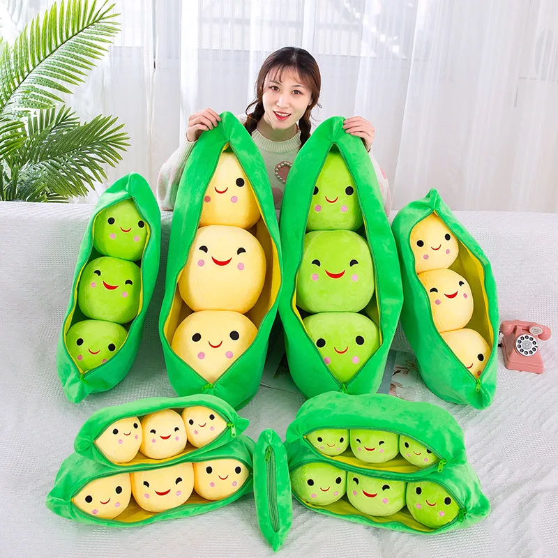 Giant Pea Plush Toy Pea Pod Pillow Cute Pea Stuffed Toy With Cute ...