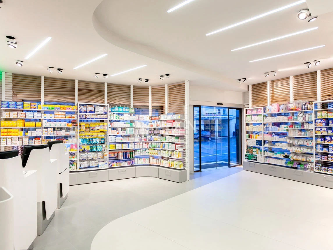 Customized Medical Shelf Mdf Wood Laminate Pharmacy Shelving Systems ...