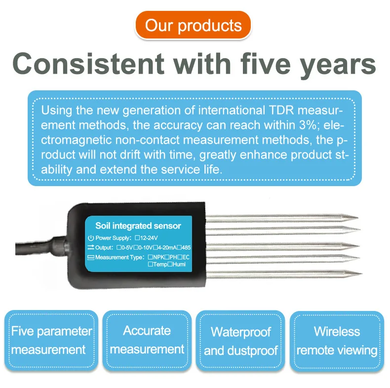 Rs485 Soil Npk Ec Ph Temperature Humidity Monitor Meter Soil Moisture ...