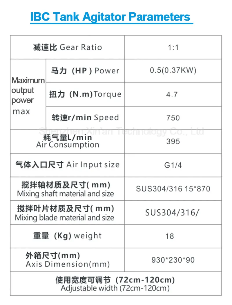 Ibc Tank Pneumatic Mixer Agitator One Ton Barrel Air Powered Dispersion ...