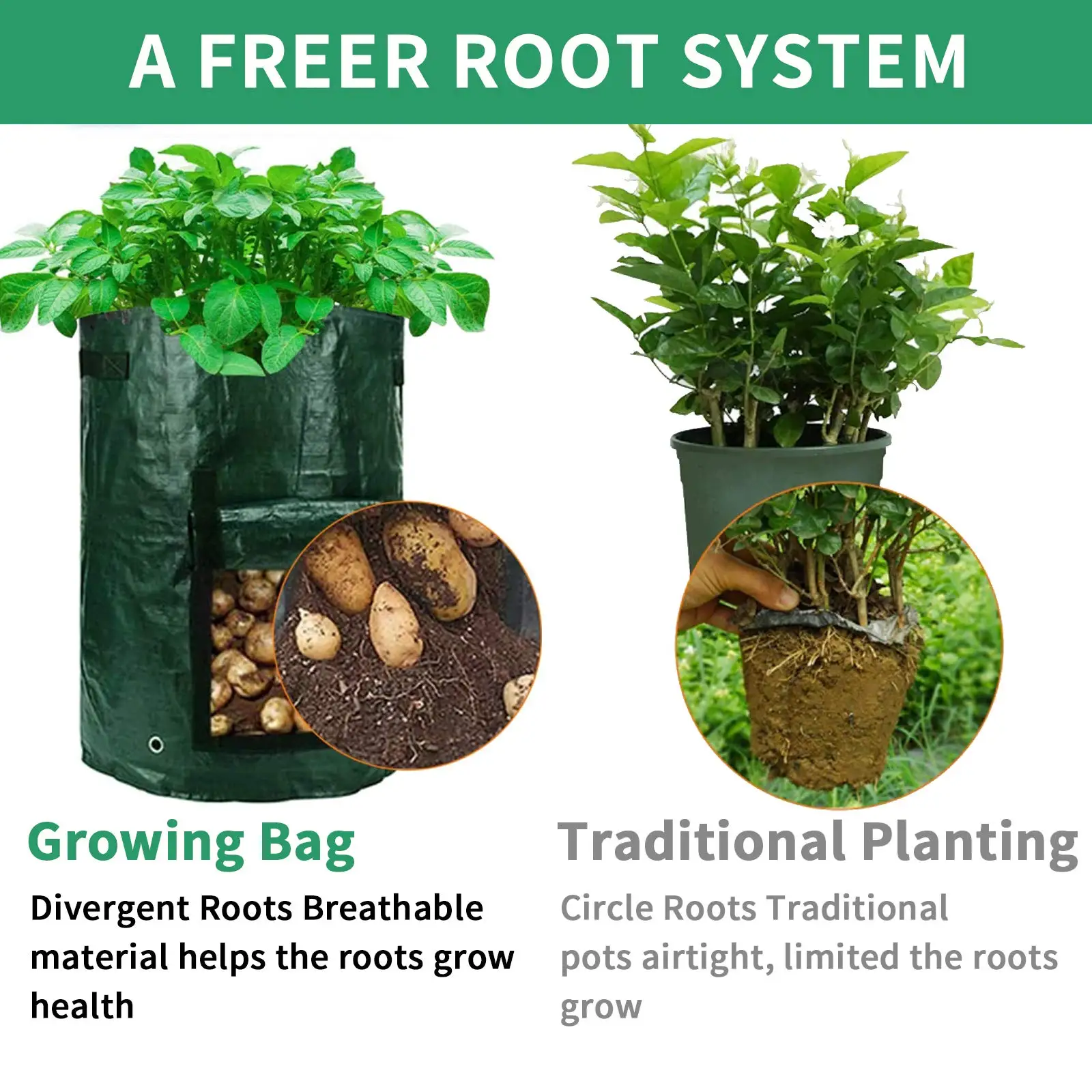 10 Gallon Grow Bags Fabric Planting Grow Bags For Potatoes,Heavy Duty ...