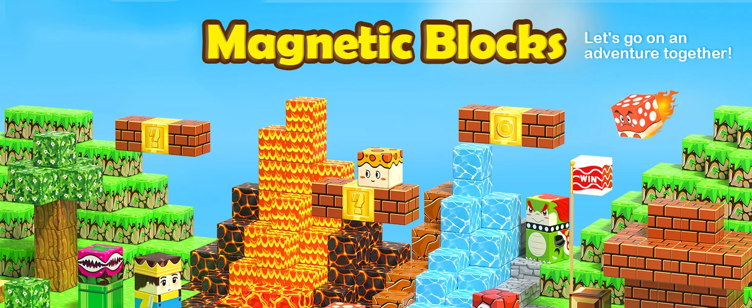 60pcs Magnetic Blocks Game Adventure Set STEM Building Toys for Kids Magnetic Cubes for Boys ...