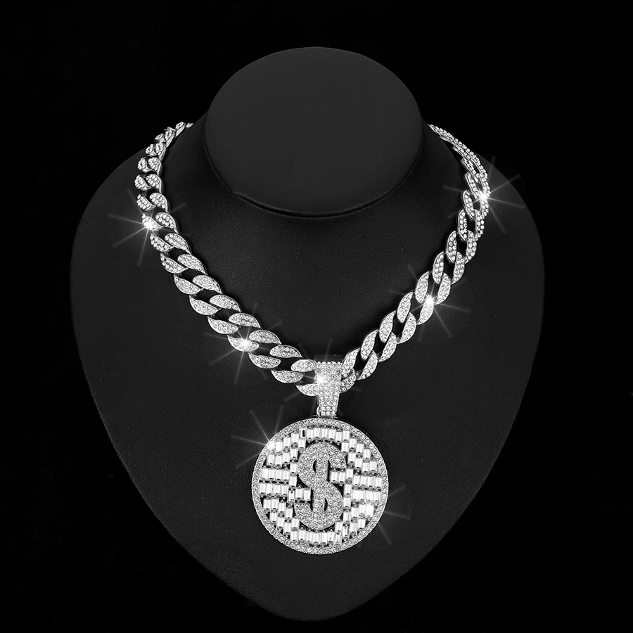 Gold Chain for Men with Dollar Pendant Necklace