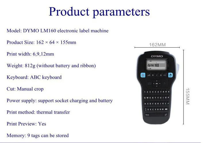 Dymo LabelManager 160 Easy-to-Use Label Maker with Dymo Printing Labels