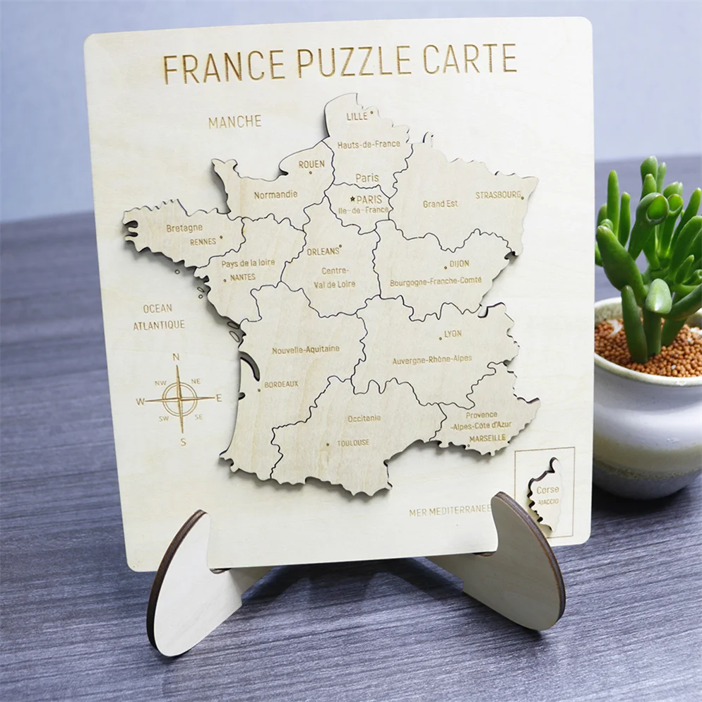 Custom Personalized France Puzzle Montessori Educational Toys Wooden ...