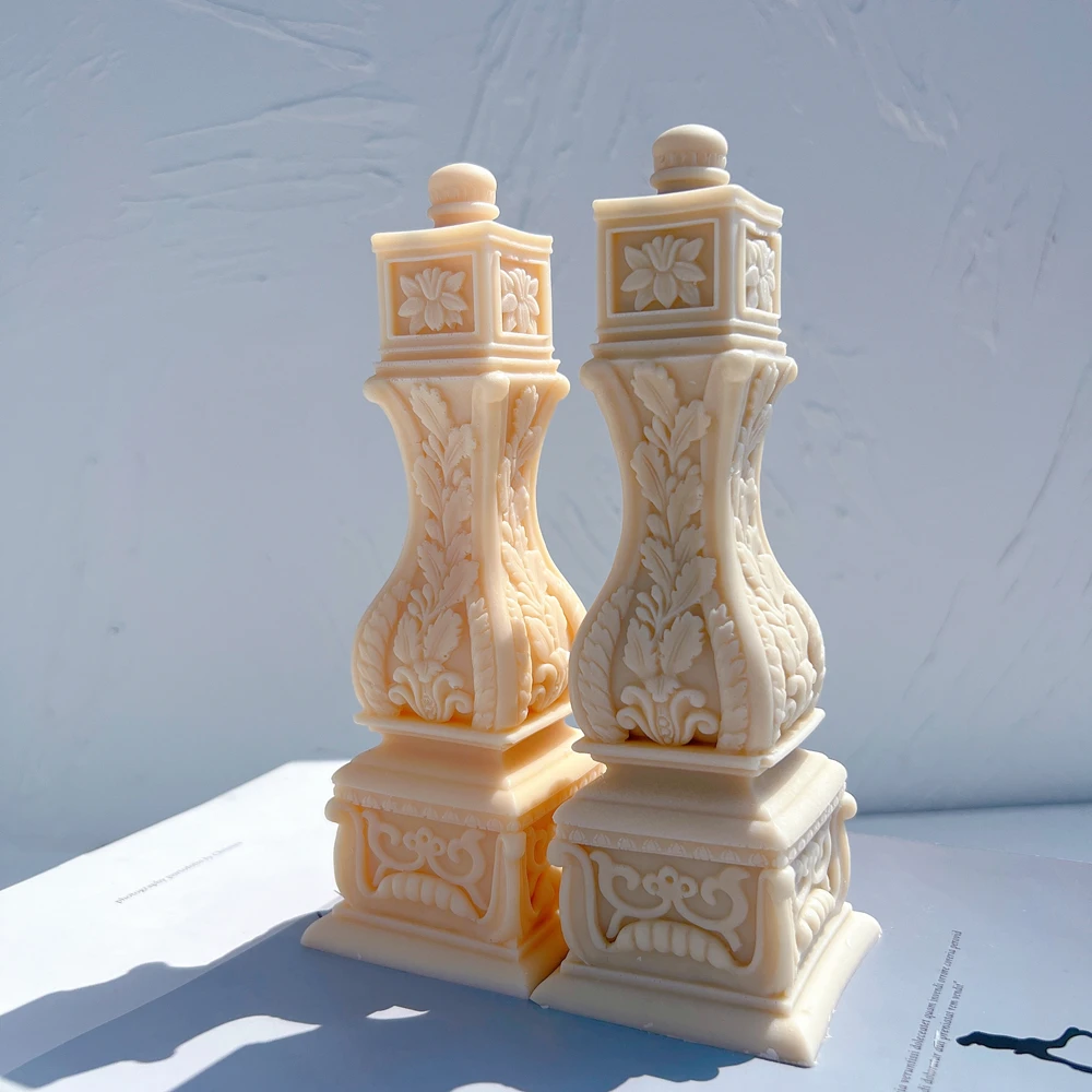 Classical Roman Pillar Candle Molds Vintage Taper Resin Silicone Mould ...