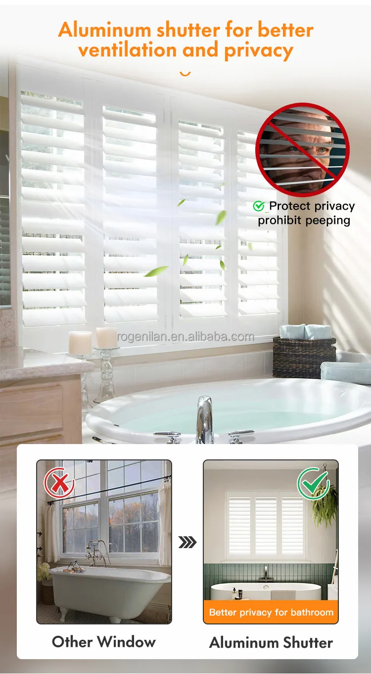 ROGENILAN Custom Interior Plantation Aluminum Window Shutters