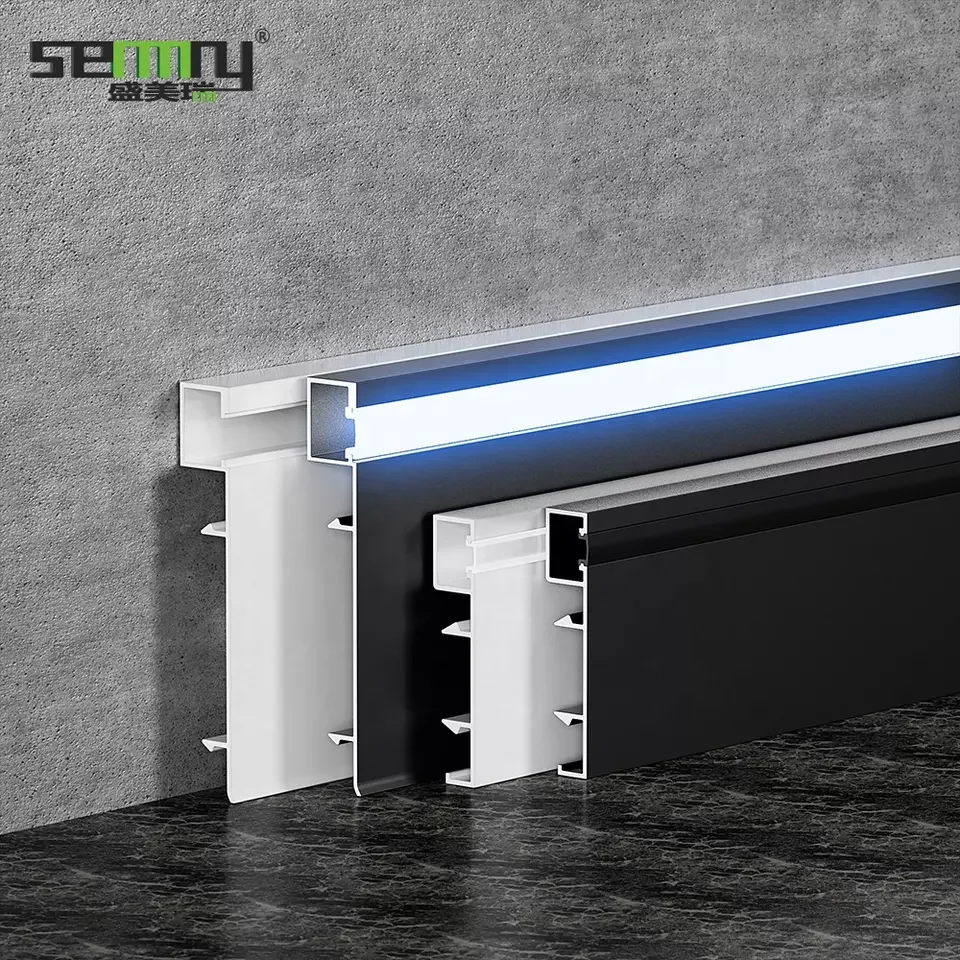 Metal Base Board Recessed Floor Linear Light - Black Skirting