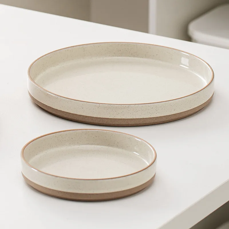 Modern Luxury Restaurant Wedding Dinnerware Plate Beige Round Steak ...