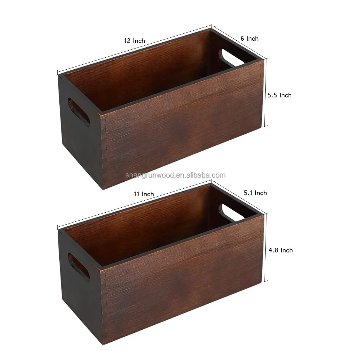 Decorative Farmhouse Wooden Storage Container Boxes Wood Nesting Crate ...