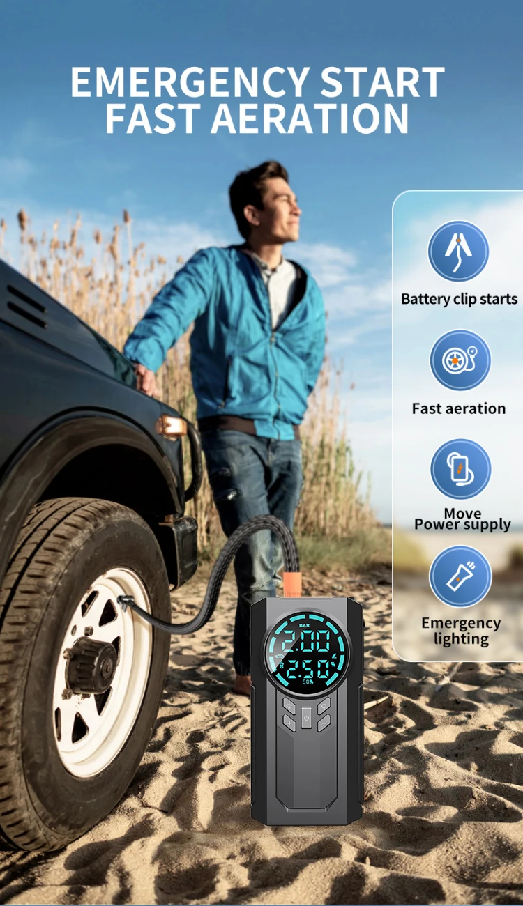 Car Emergency Battery Wireless Charger Portable Jump Starter 12v Car Jump Starter Power Bank ...