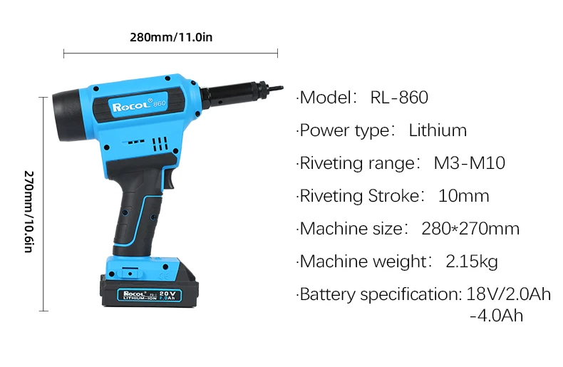 RL-520 Lithium Battery Rivet Gun - Efficient Riveting Tool