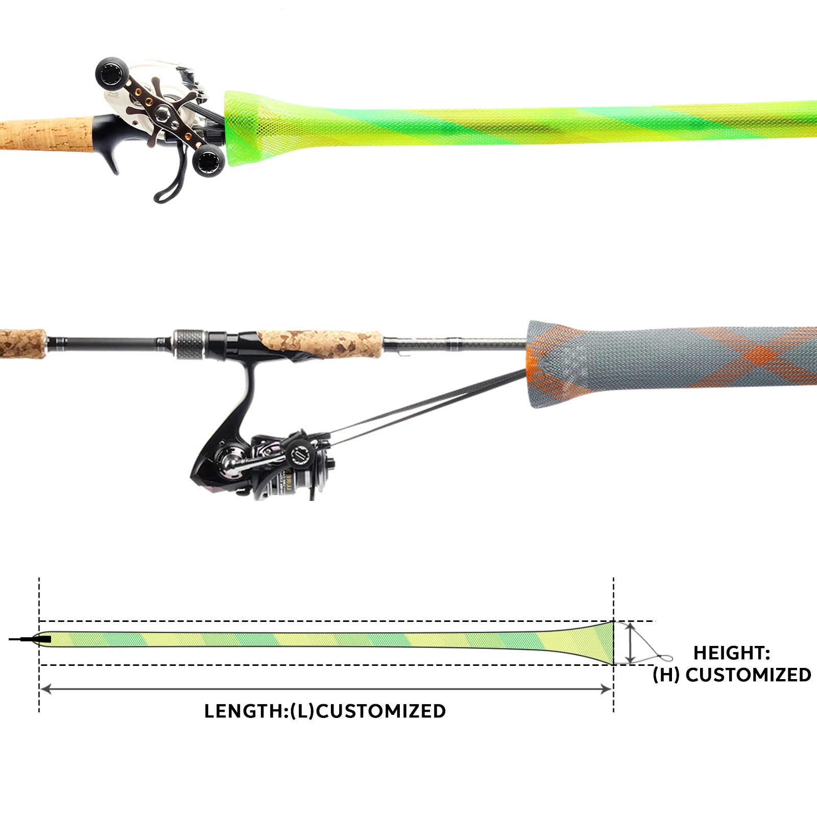 Fishing Spinning/casting Rod Socks Braided Mesh Rod Sleeve Cover ...