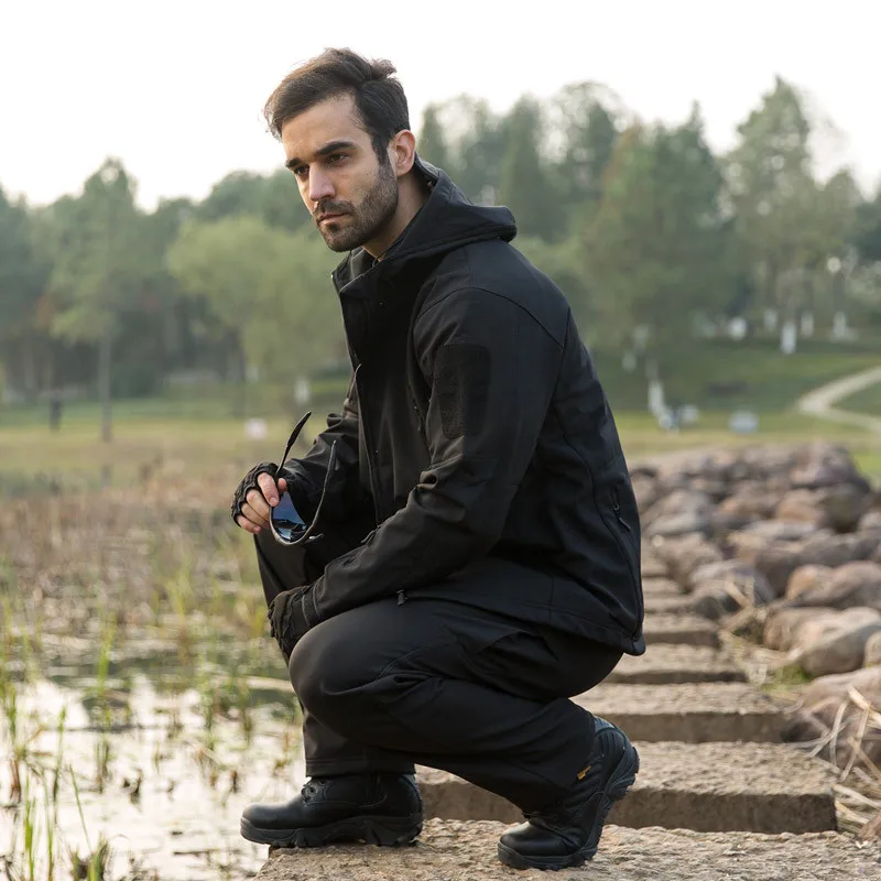 Men's Waterproof Combat Fleece Jackets for Outdoor Hiking