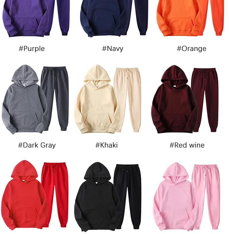 Custom Logo Blank Plain Hoodie And Pants Sets Men Streetwear Pullover ...