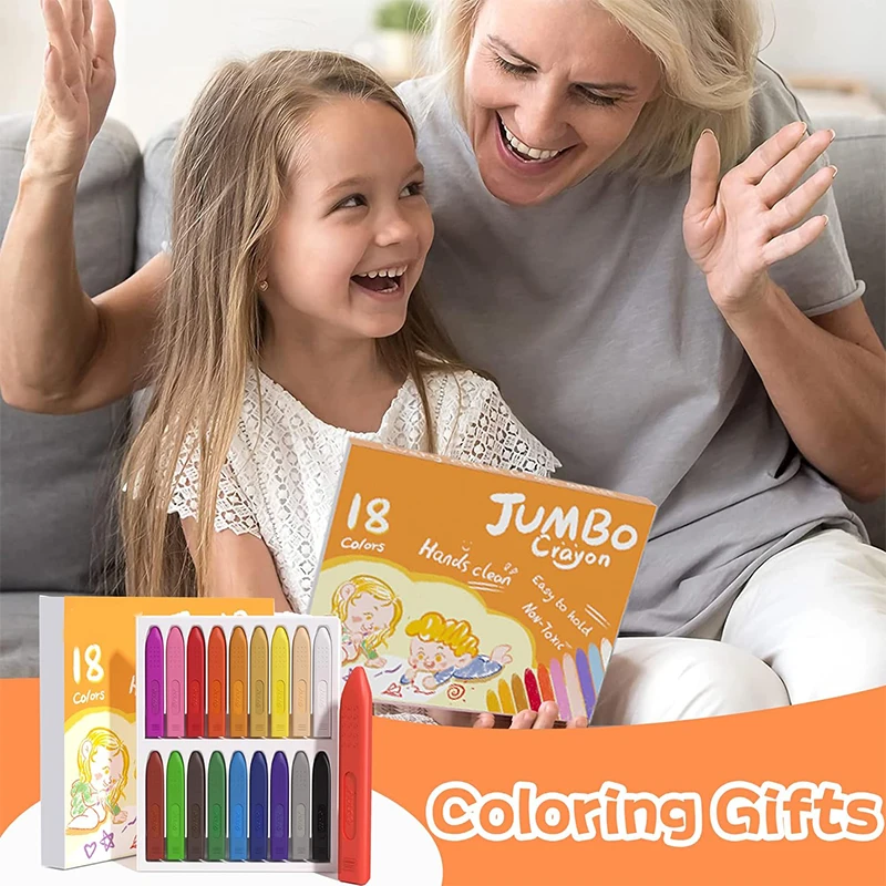 Jumbo Wax Crayons Set 48 Colors Non-toxic Erasable Art Supplies for ...
