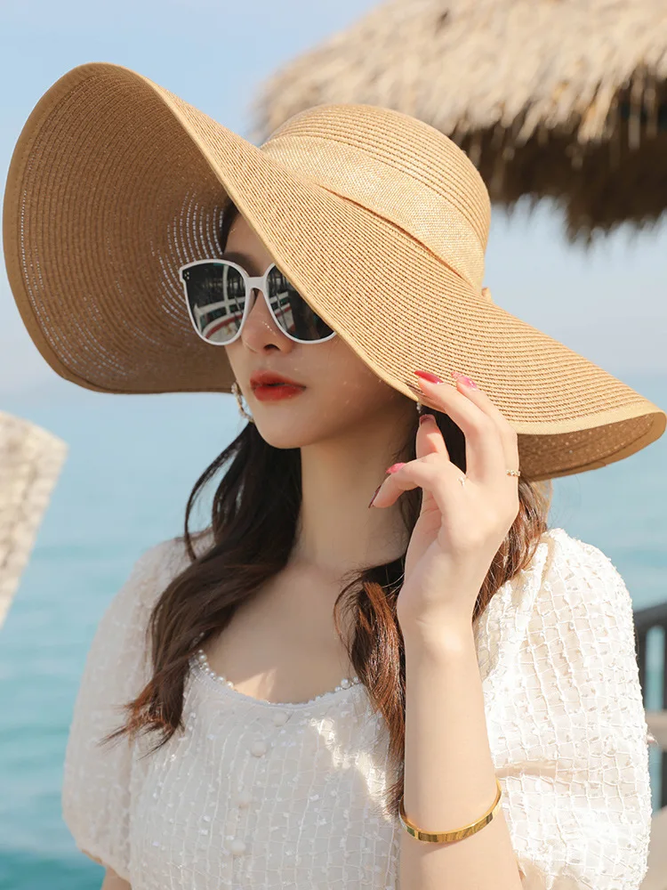Summer Beach Straw Hat - UPF50, Large Brim, Travel-friendly