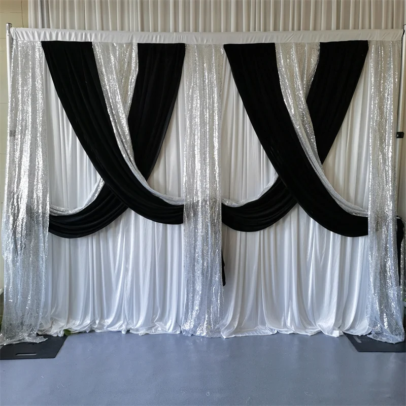 Wholesale Wedding Background Cross Valance Double Drape White Cloth ...