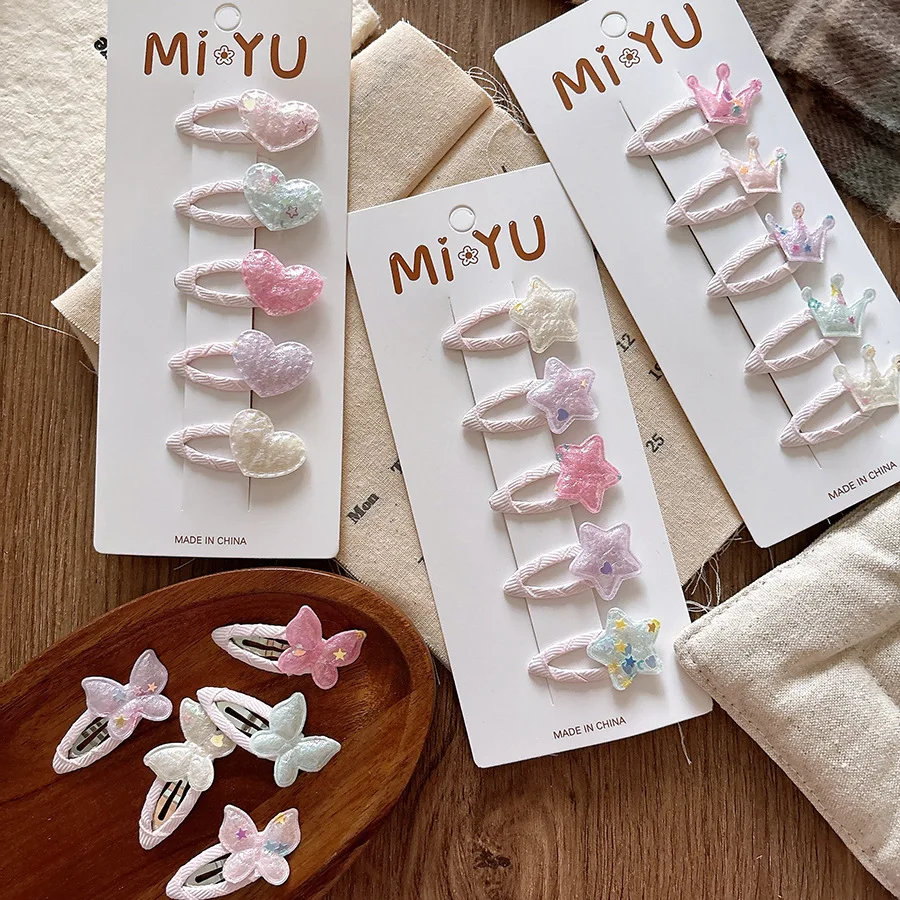 Mini Cute Baby Girl Hollow Bb Clip Gritt Sequins Crown Butterfly Love ...